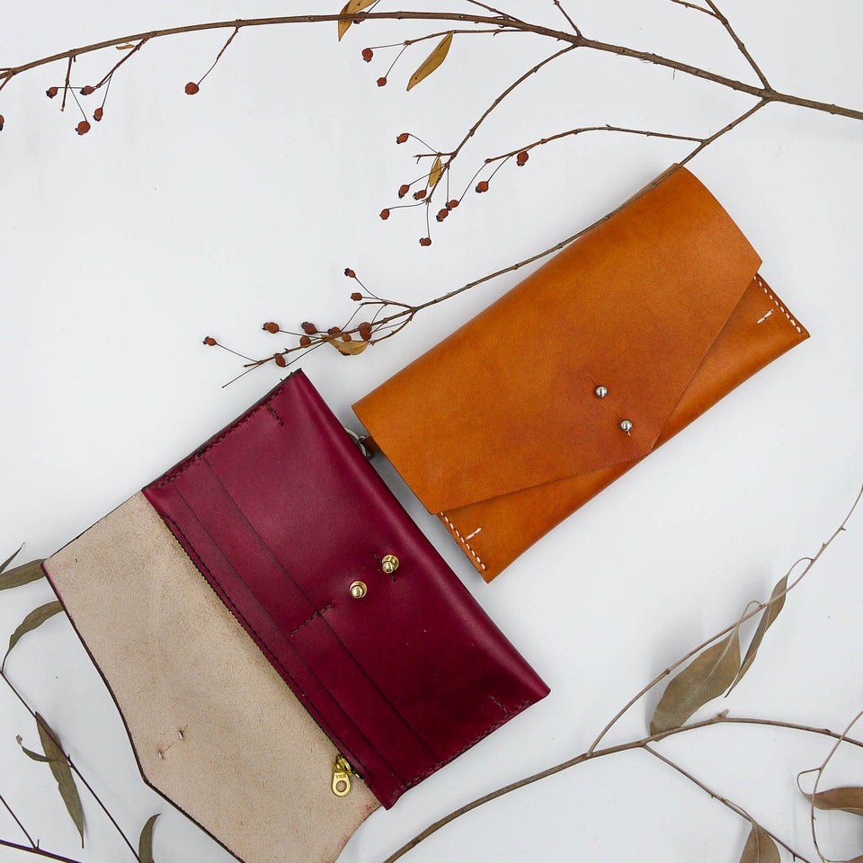 Personalised Envelope Leather Purse with Zip – Tori Lo